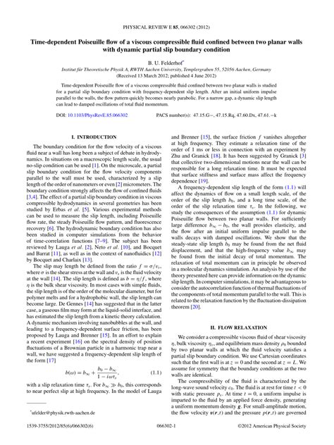 pdf time dependent poiseuille flow of a viscous compressible fluid confined between two planar