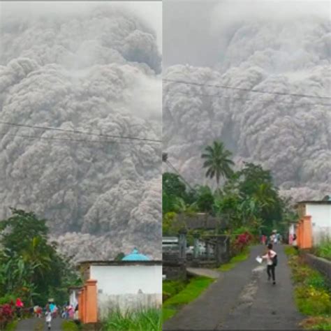 Gunung Semeru Meletus Beredar Video Warga Berhamburan Menyelematkan