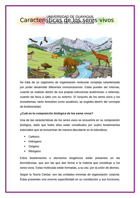 Características de los seres vivos Características de los seres vivos