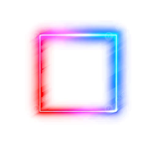Moldura De Exibição De Borda Neon Quadrada Azul Rosa Vermelho PNG