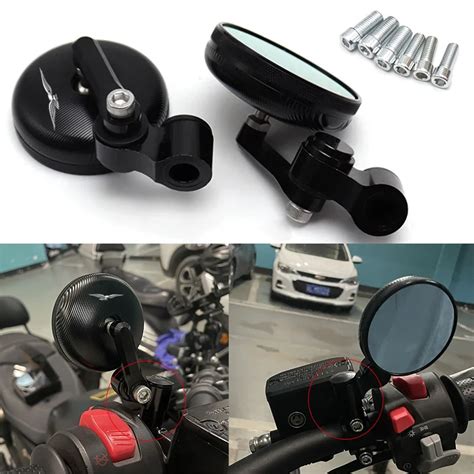 CNC Al Minyum Mini Retro Motosiklet Dikiz Yan Aynalar 8mm 10mm Mavi Cam