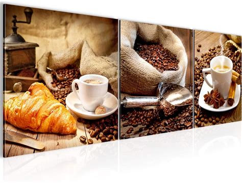 Amazon de Runa Art Bilder Küche Kaffee 120 x 40 cm 3 Teilig Wandbild
