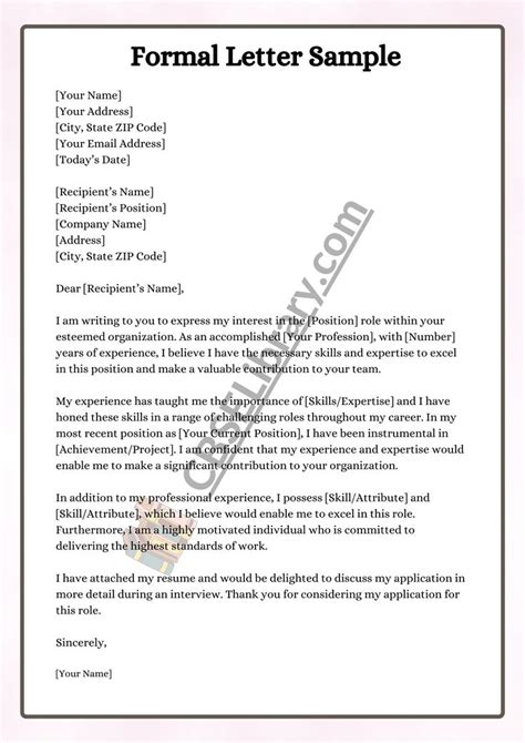 Formal Letter How To Write A Formal Letter Template Samples