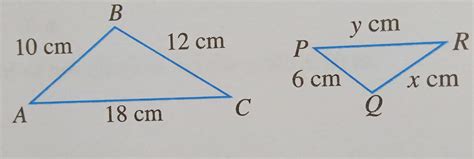 given that triangle abc is similar to triangle pqr find the values of the unknowns in each of
