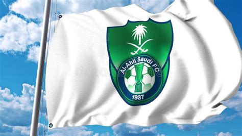 Al Ahli Saudi Football Club Logo On A Waving Flag In A Loop Animation