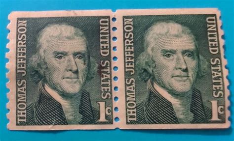 Thomas Jefferson 1 Cent Antique Postage Stamp Green Rare Vintage 2
