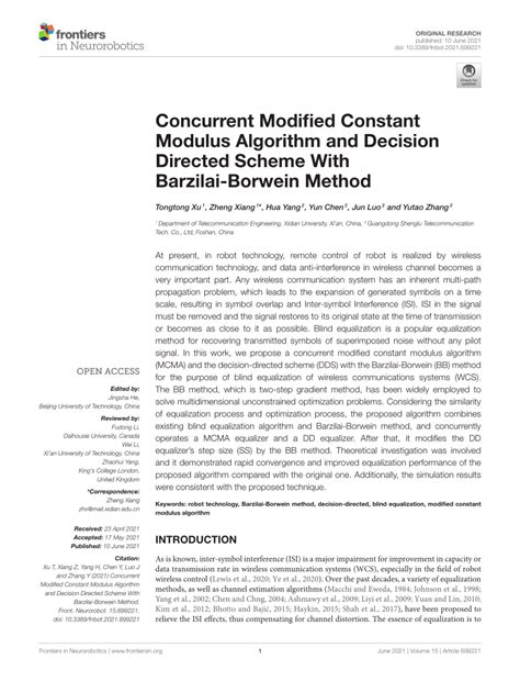 pdf concurrent modified constant modulus algorithm and decision directed scheme with barzilai
