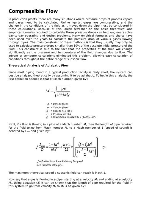 compressible flow theoretical analysis of adiabatic flow pdf mach number fluid dynamics