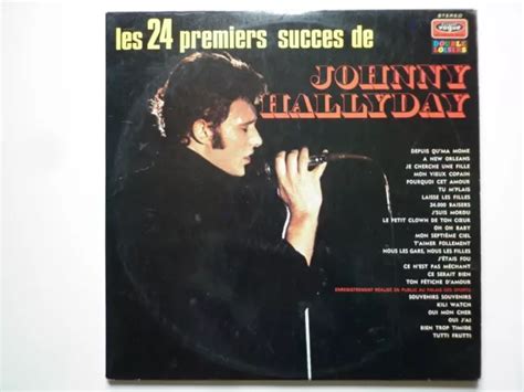 JOHNNY HALLYDAY DOUBLE 33T Les 24 Premiers Succès label rose blanc