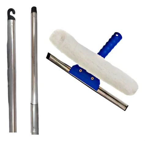 Combinado Rodo 35 Cm Limpa Vidros Fachada Cabo 3mts Extensor