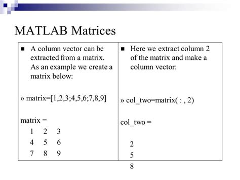 column vector matlab