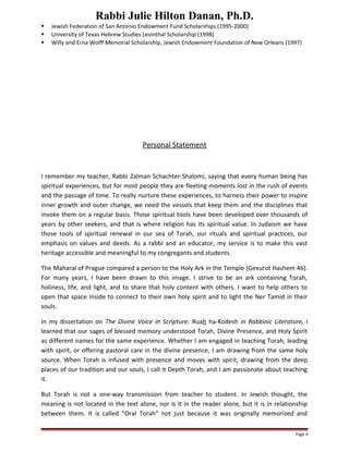 CV With Personal Statement Rabbi Julie Danan PDF
