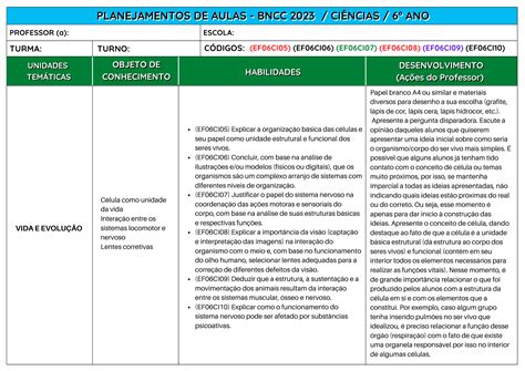 Planejamentos De Aulas Do 6 Ao 9 Ano BNCC 2023