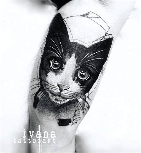 Cat Portrait Tattoo Located On The Inner Arm