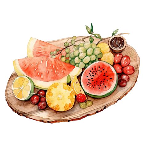 Watercolor Wooden Plate Clipart Png White Wine Cheese Clipart Cheese