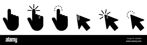 Set Of Different Hand Clicking Icon Vector Pointer Icons Stock Vector
