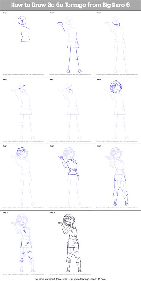 How To Draw Go Go Tomago From Big Hero 6 Big Hero 6 Step By Step