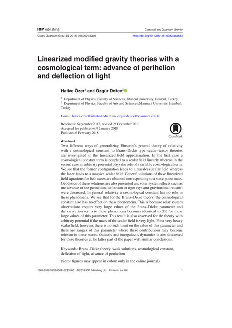 linearized modified gravity theories with a cosmological term advance of perihelion and