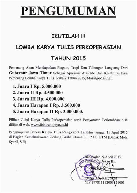 Detail Contoh Pengumuman Lomba Di Sekolah Koleksi Nomer 13