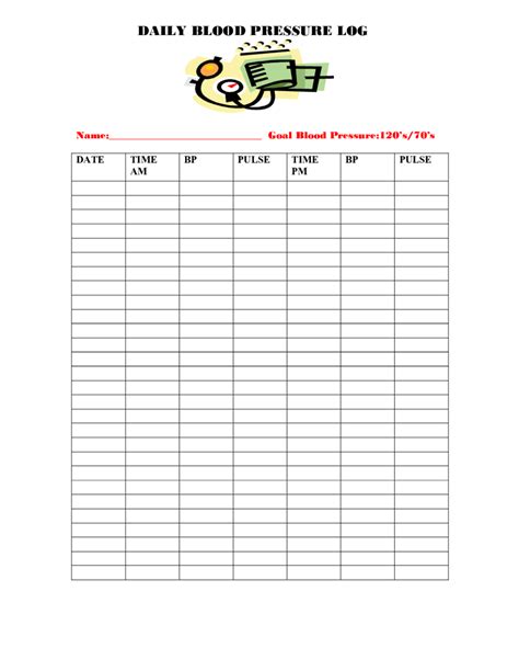 Free Printable Blood Pressure Tracking Chart Free Templates Printable