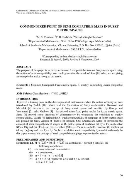 pdf common fixed point of semi compatible maps in fuzzy metric spaces