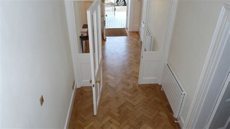 Herringbone Parquet In A Period Home Renovation Traditional Hallway