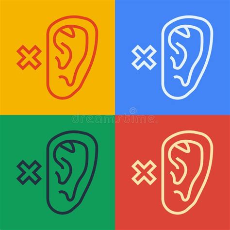 Pop Art Line Sordera Icono Aislado En Fondo De Color Símbolo De Sordo