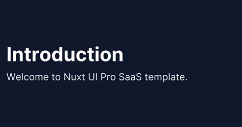 Introduction Nuxt UI Pro SaaS Template