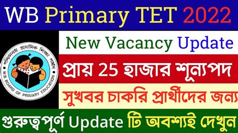WB Primary TET 2022 New Vacancy Update West Bengal Teacher