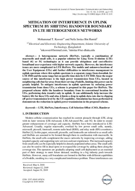 pdf mitigation of interference in uplink spectrum by shifting handover boundary in lte