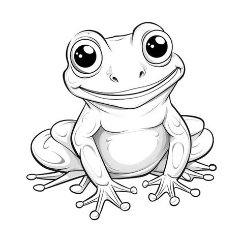 Página de colorear sonriendo dibujo de rana de cuerpo completo para