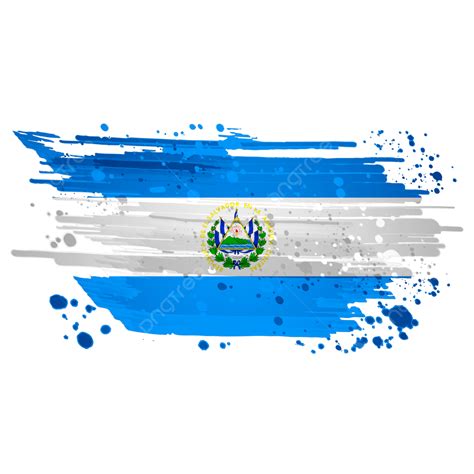 El Salvador Bandera Acuarela Pincel Fondo Transparente PNG Bandera