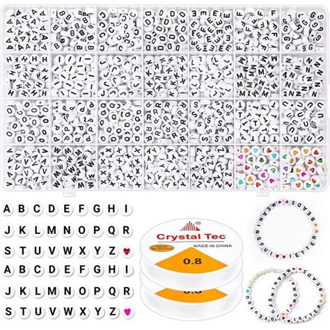 1400 Pièces Perles Lettres pour Bracelet Selizo Acrylique Perle