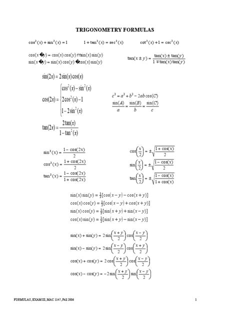 trigonometry formulas pdf trigonometric functions combinatorics