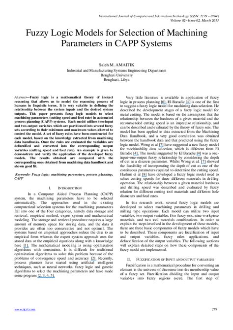 pdf fuzzy logic models for selection of machining parameters in capp systems saleh amaitik