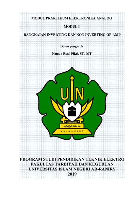 Perc 1 Rangkaian Inverting Dan Non Inverting Op Amp Modul Praktikum Elektronika Analog Modul I