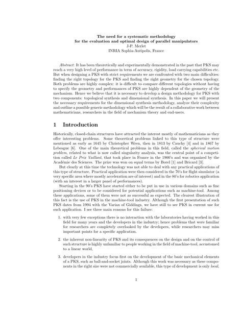 pdf the need for a systematic methodology for the evaluation and optimal design of parallel