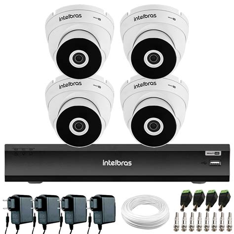 Kit 4 Câmeras VHD 3220 Dome Full HD 1080p DVR Intelbras Gravador de