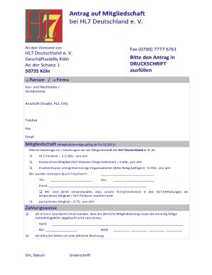 Ausf Llbar Online Hl Antrag Auf Mitgliedschaft Bei Hl Deutschland E V