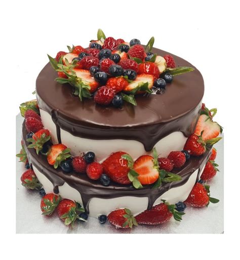 Tort Drip Cake z owocami piętrowy