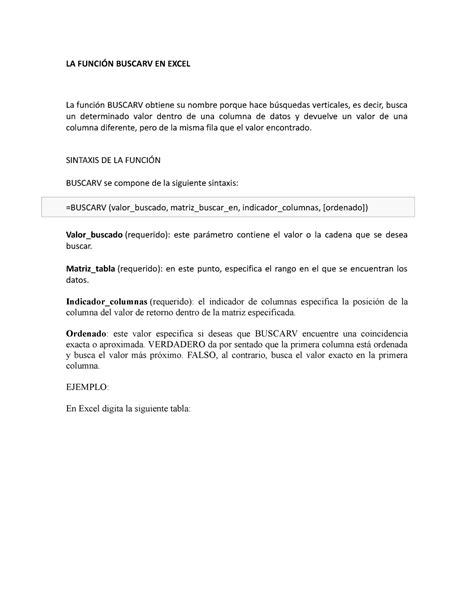 La Funci N Buscarv En Excel La Funci N Buscarv En Excel La Funci N