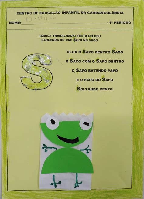 Parlenda sapo no saco Parlendas educação infantil Educação infantil
