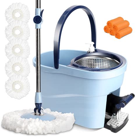 Masthome Mop And Bucket With Wringer Set Spin Mop Floor Cleaning