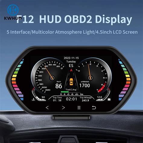 자동차 전자기기 hud 헤드업 디스플레이 게이지 F12 자동차 Hud 헤드 업 디스플레이 OBD2 GPS LCD 터치 스크린