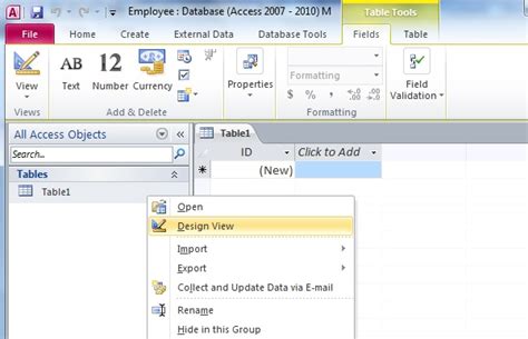 how to create a microsoft access database pilotoh