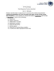 Frq Sample Answer Docx Ap Psychology Free Response Practice Question