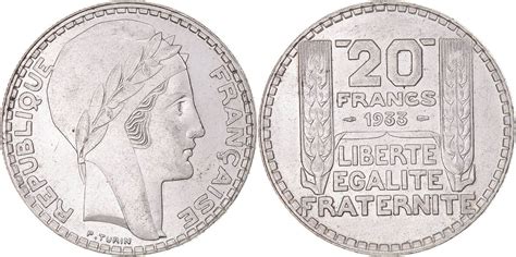 Frankreich 20 Francs 1933 Paris Münze Turin Paris VZ Silber KM 879