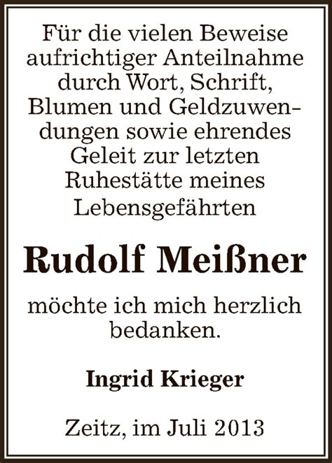 Traueranzeigen Von Rudolf Mei Ner Abschied Nehmen De