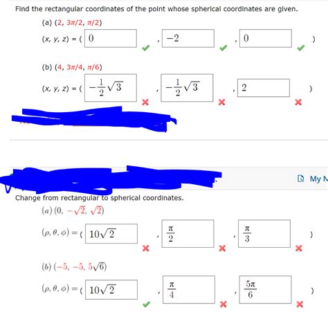 solved find the rectangular coordinates of the point whose