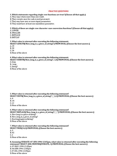 single row functions pdf string computer science parameter computer programming